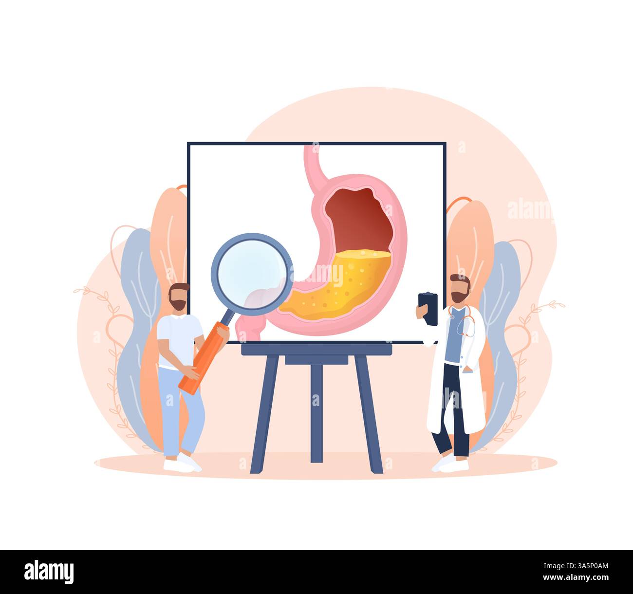 Cartoon vector illustration. Flat vector illustration with intestines ...