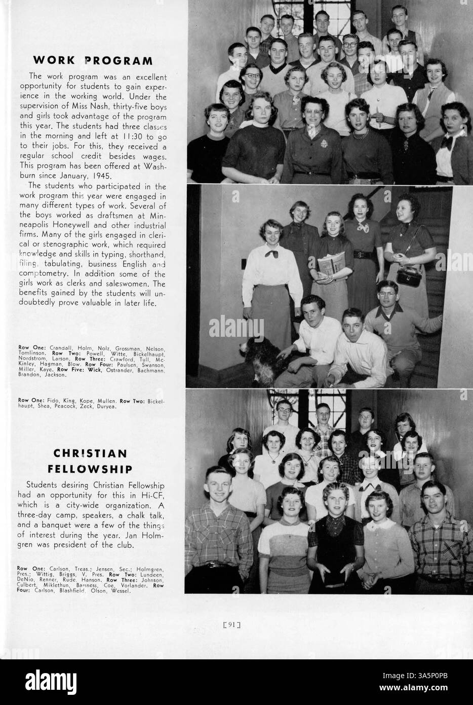 The 1953 Wahian Yearbook from Washburn High School records important ...