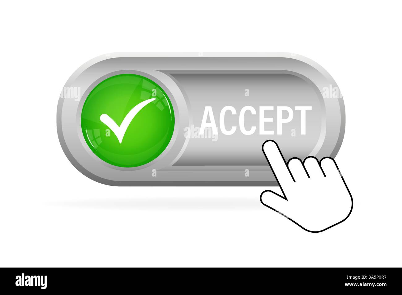 Green accept button. Abstract web template with green accept on white background. Isolated ...