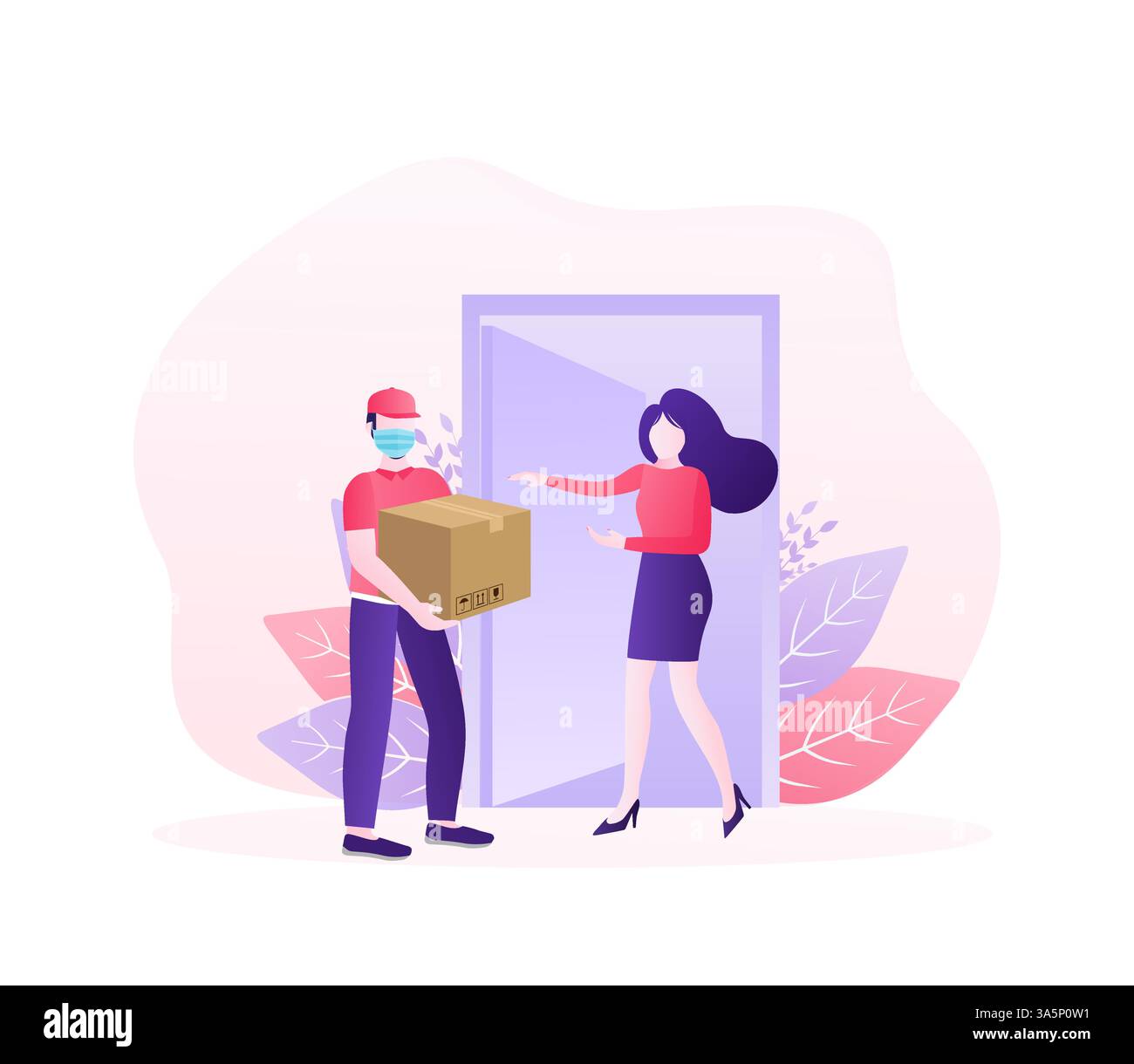 Flat banner with delivery service. Delivery service. Food delivery ...