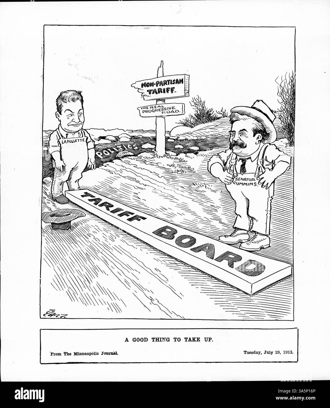 This political cartoon shows senators robert la follette and alb hi-res ...