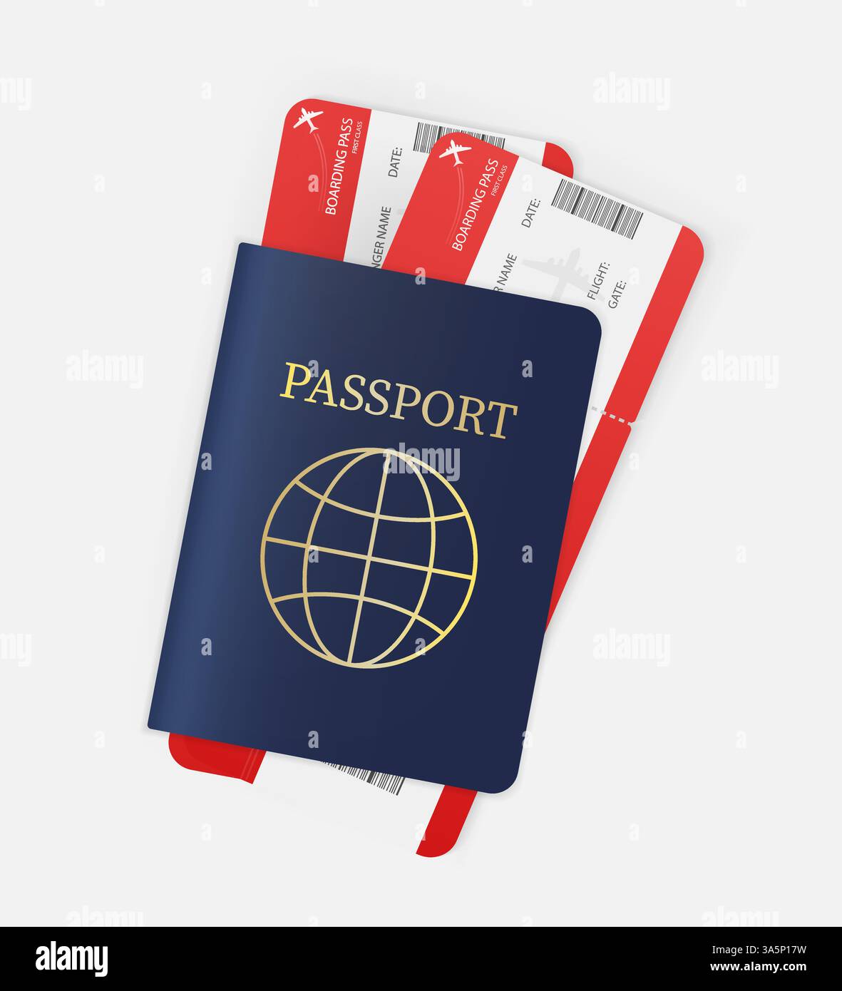 Airline tickets, great design for any purposes. Hands with passport and ...