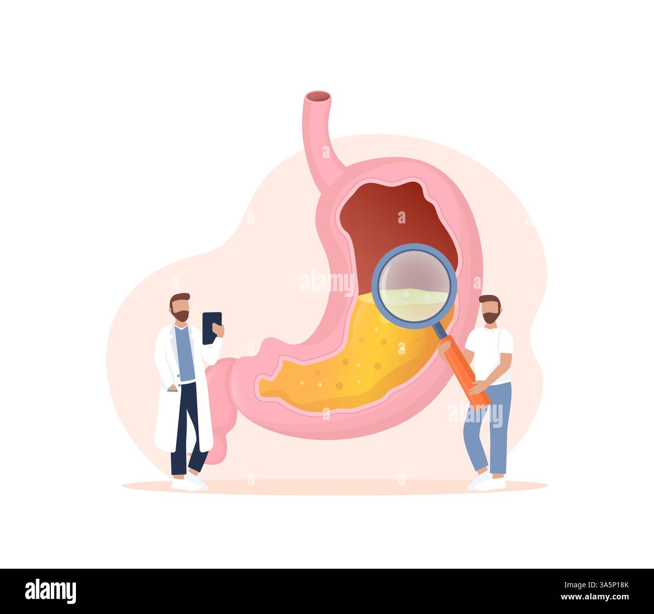 Cartoon vector illustration. Flat vector illustration with intestines ...