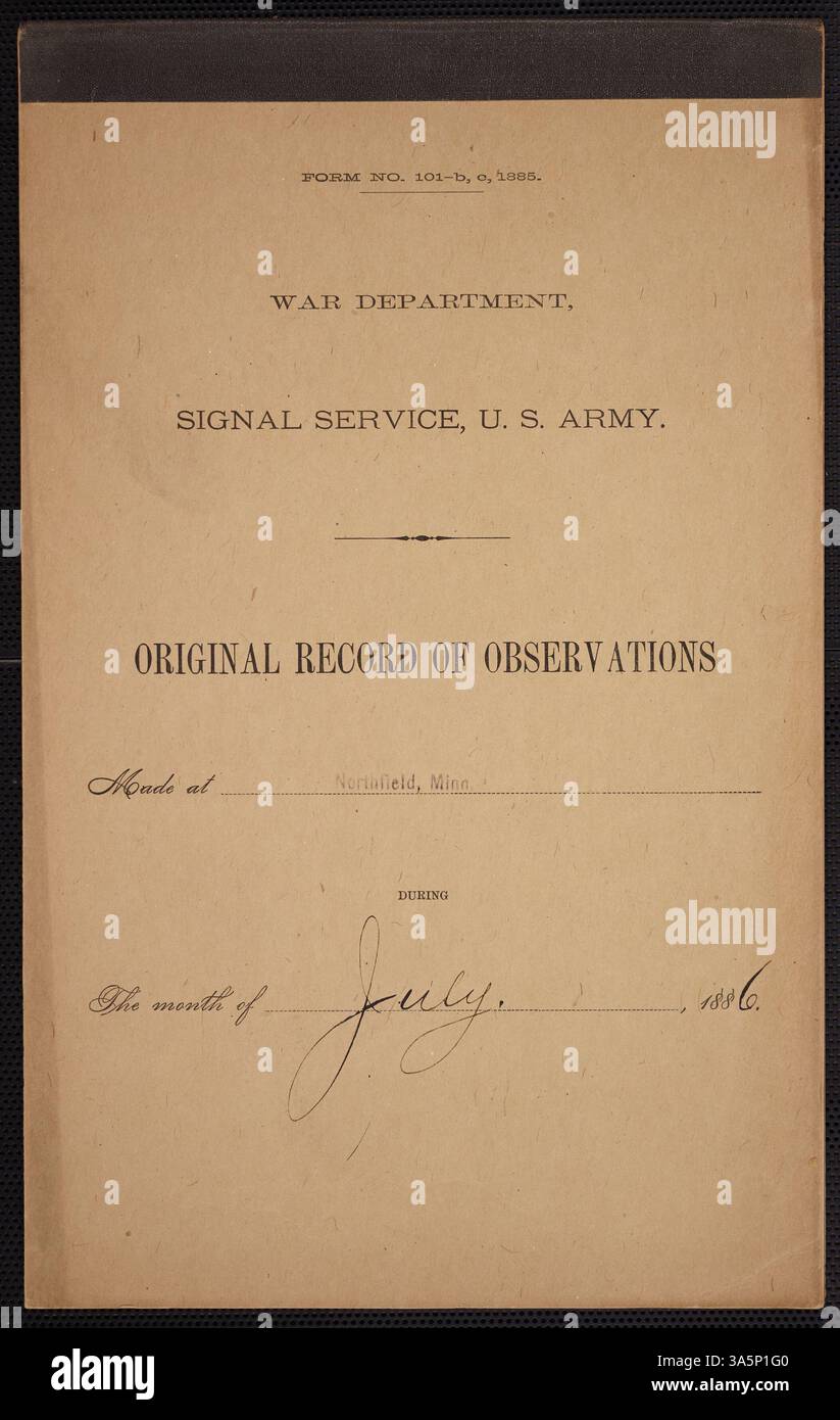 The meteorological record from July 1886, compiled by Carleton College ...