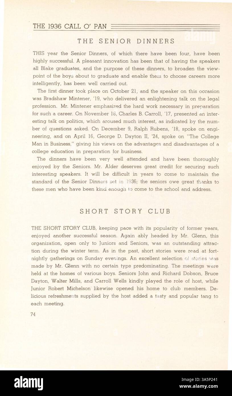 Blake Yearbook 1936, Call-O'-Pan, documents the 1935-1936 school year ...