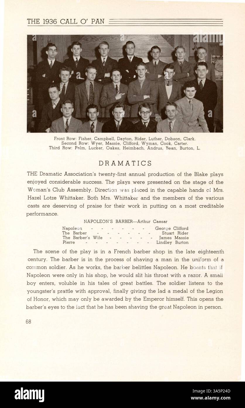 The 1936 Blake Yearbook, Call-O'-Pan, provides a snapshot of the 1935 ...