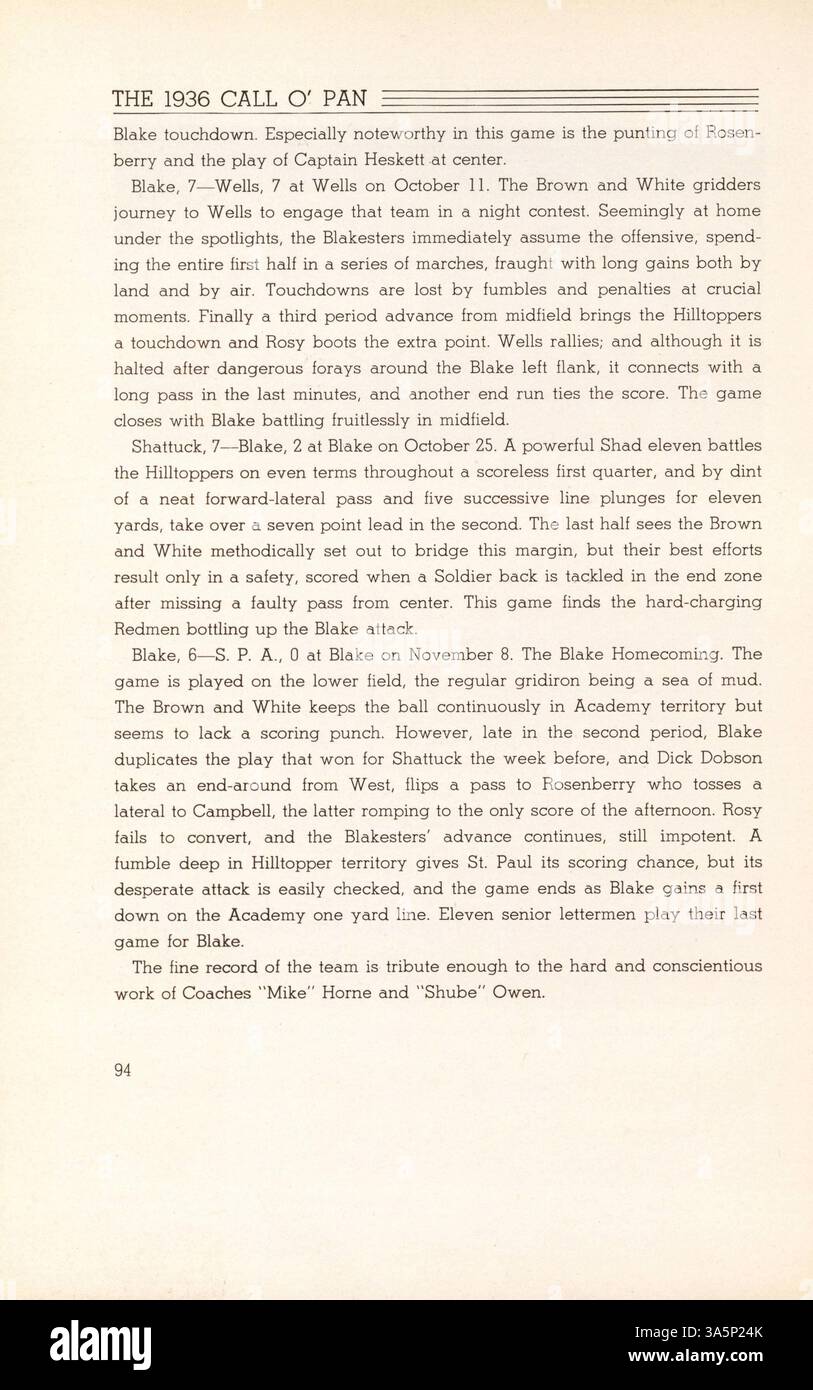 Blake School's 'Call-O'-Pan' yearbook for 1936 provides a snapshot of ...