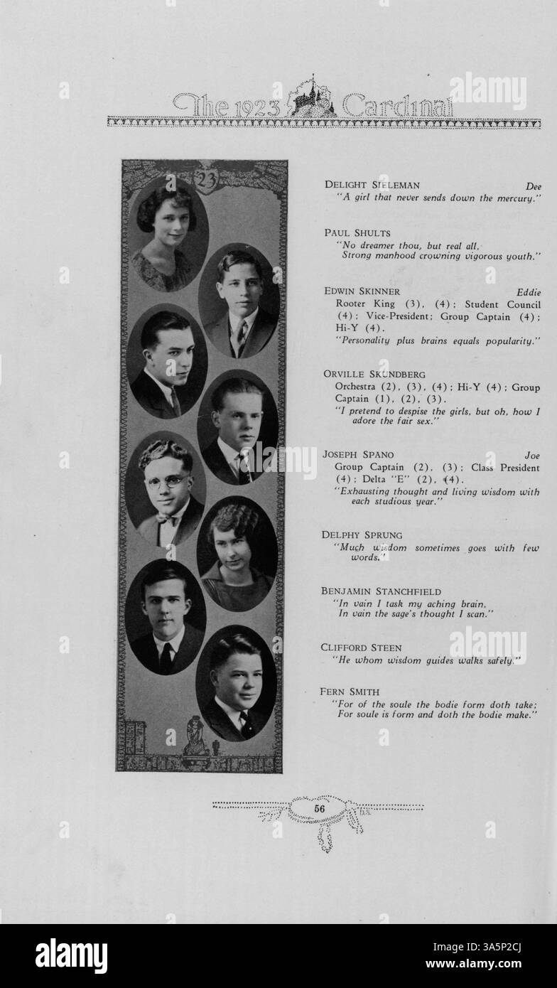 This 1923 cardinal yearbook captures the student body hi-res stock ...