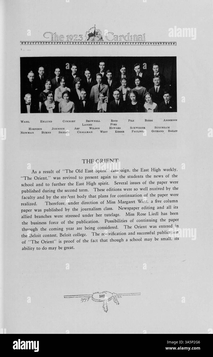 This 1923 edition of the 'Cardinal' yearbook from East High highlights ...