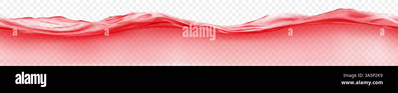 Translucent water wave in red colors, with seamless horizontal ...