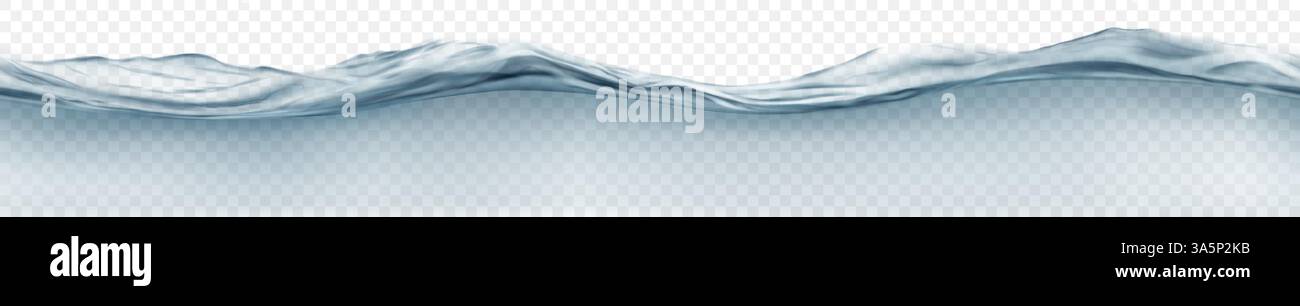 Translucent water wave in gray colors, with seamless horizontal ...