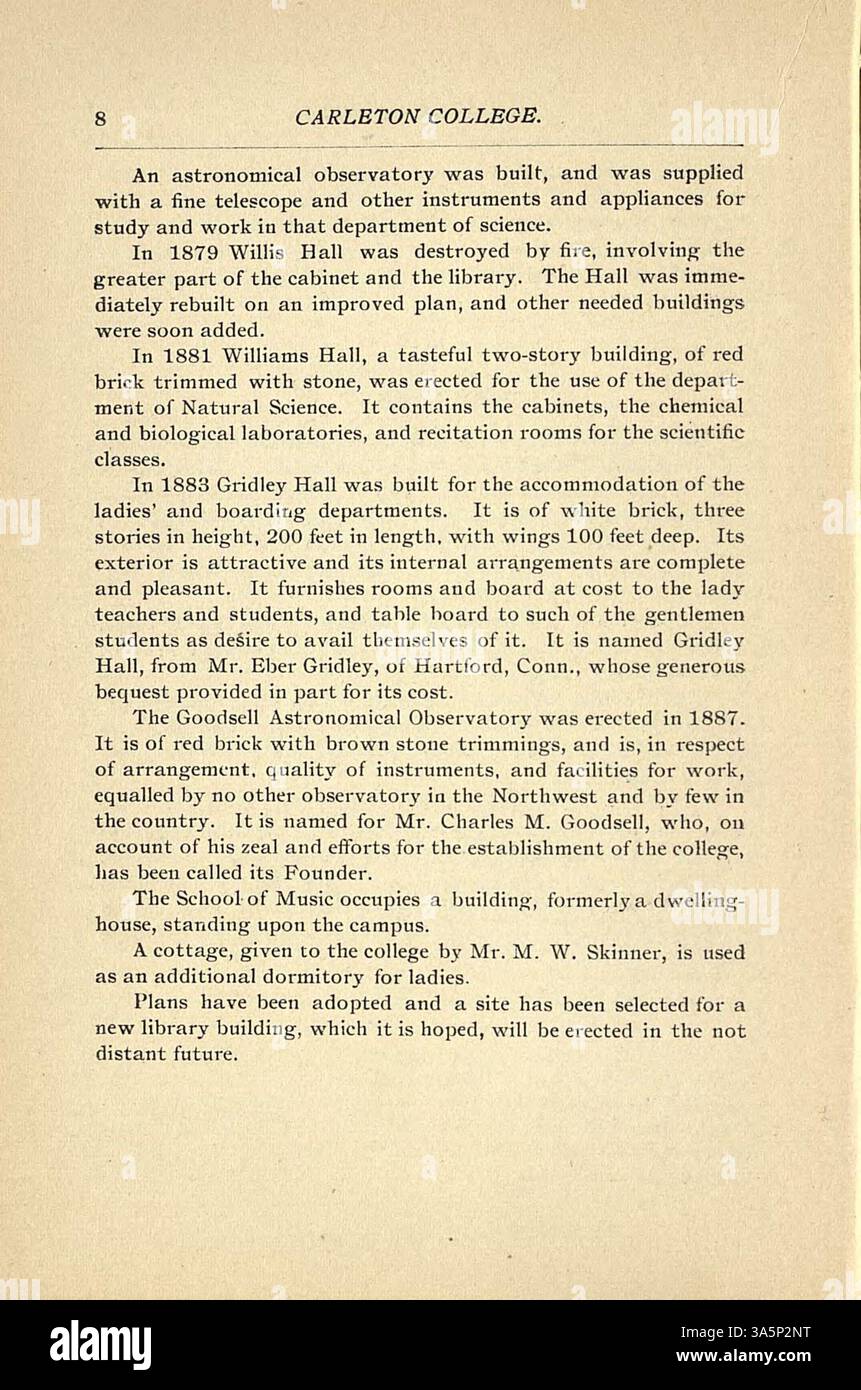 The 1894 1895 carleton college catalog details courses of study hi-res ...