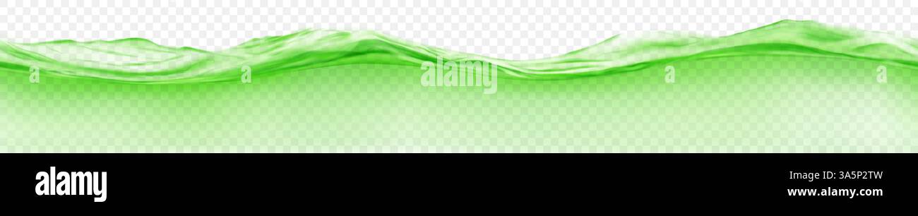 Translucent water wave in green colors, with seamless horizontal ...