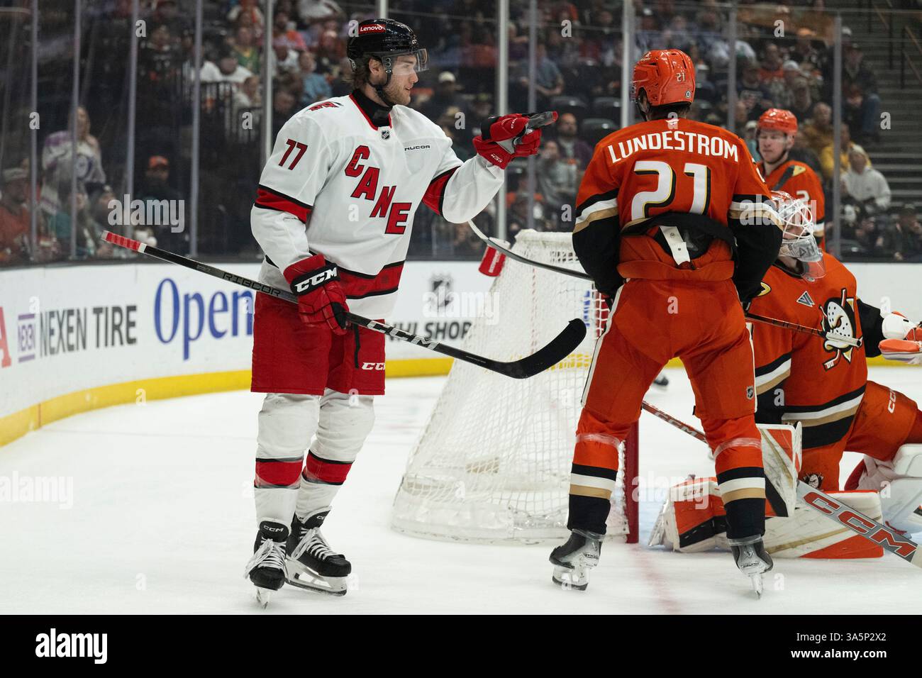Carolina Hurricanes center Mark Jankowski (77) reacts after his goal ...