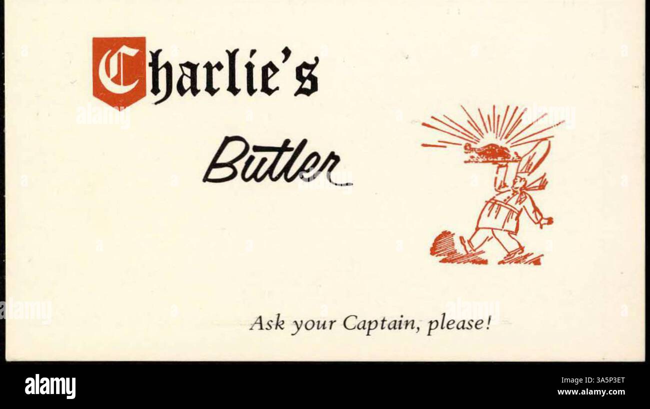 This tent card from Charlie's Café Exceptionale features promotional ...