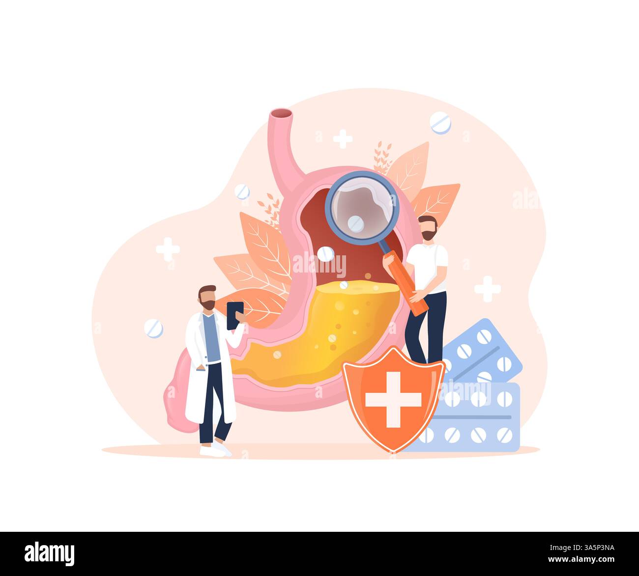 Cartoon vector illustration. Flat vector illustration with intestines ...