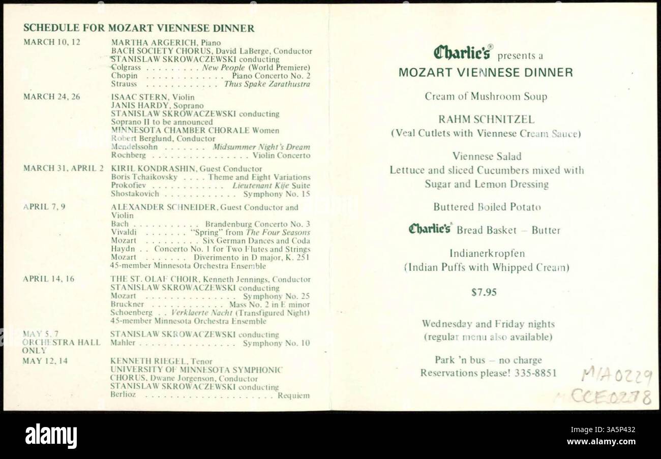 1976 menu hi-res stock photography and images - Alamy