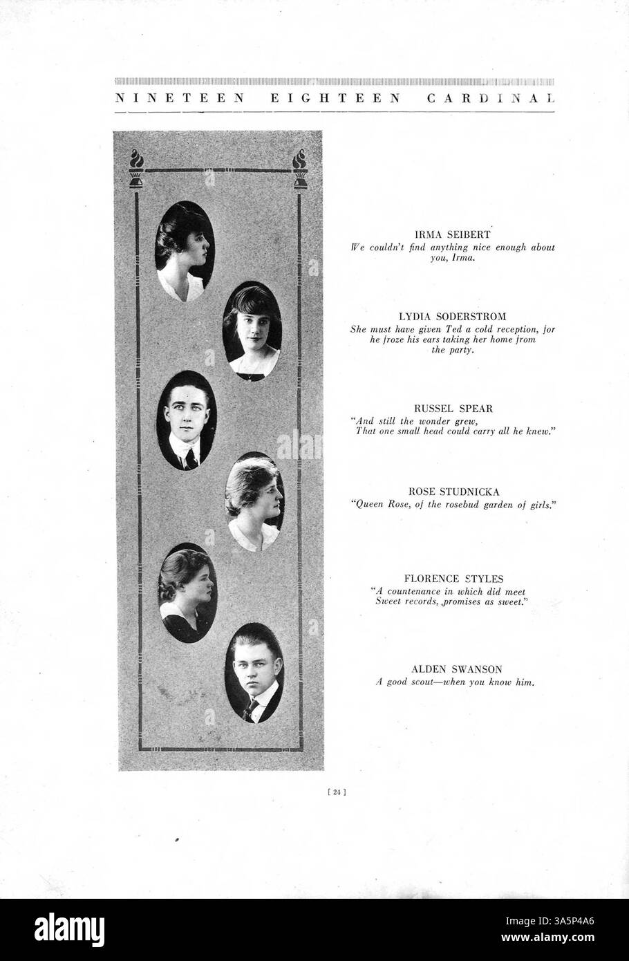 The 1918 edition of the cardinal yearbook highlights academic achievements hi-res stock ...