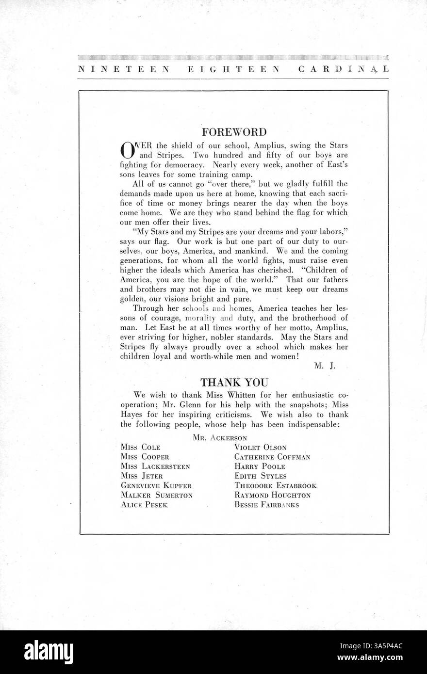 The 1918 edition of The Cardinal yearbook showcases the academic and ...