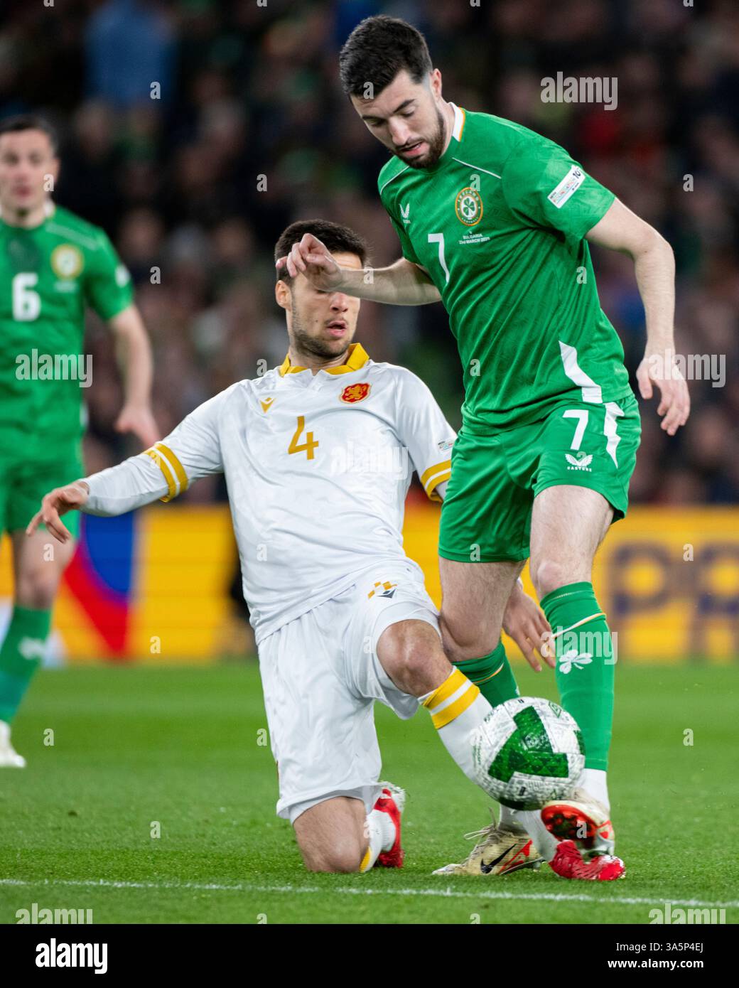 Dublin, Republic Of Ireland. 24th Mar, 2025. Finn Azaz of Ireland and ...