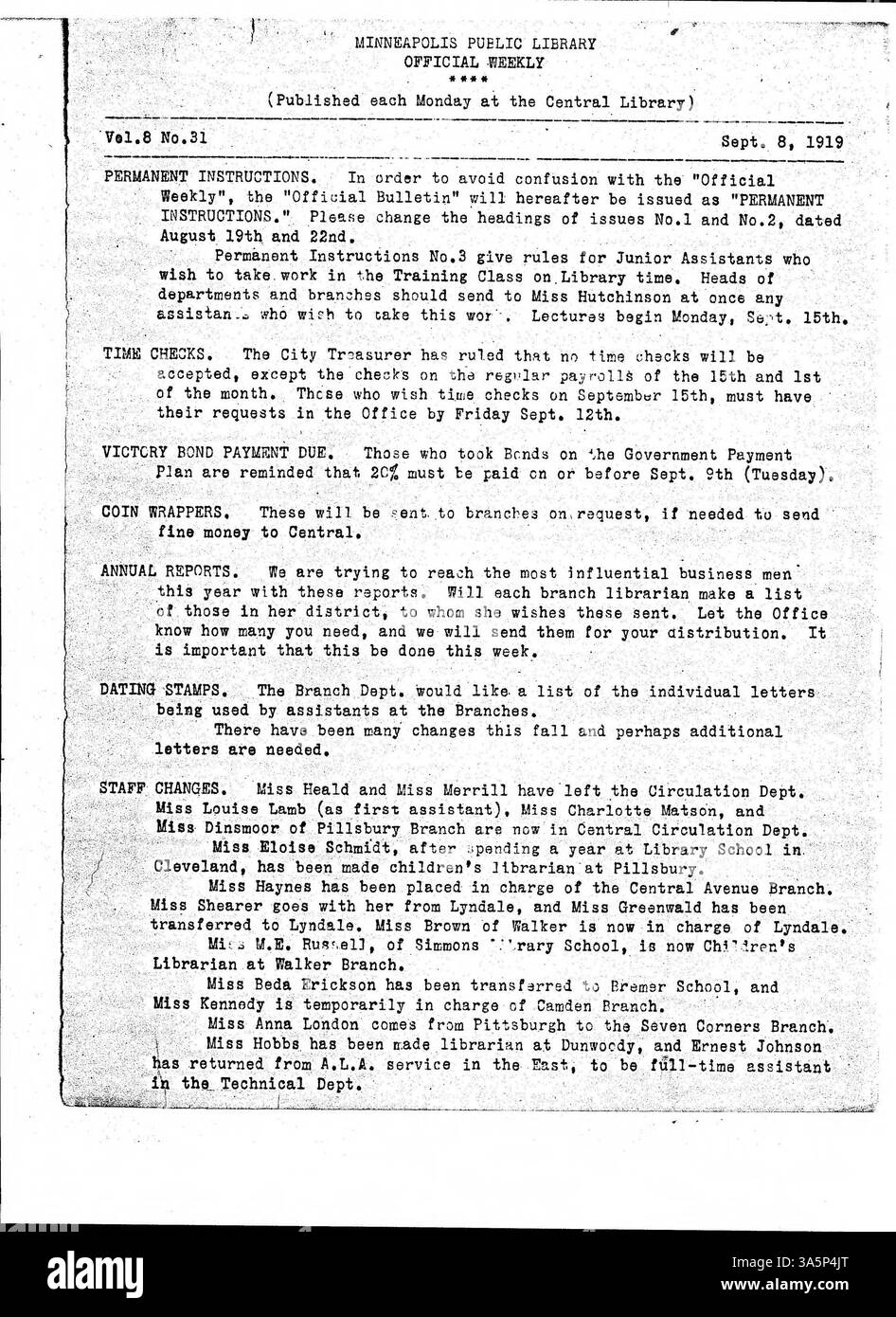 The 1919 minneapolis public library official bulletin was a key hi-res ...
