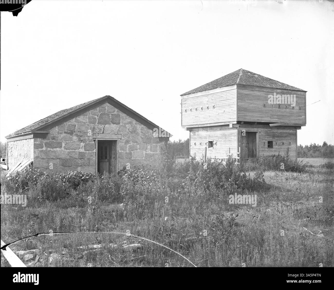 The Old Block House and Stone Building at Fort Ripley, photographed ...