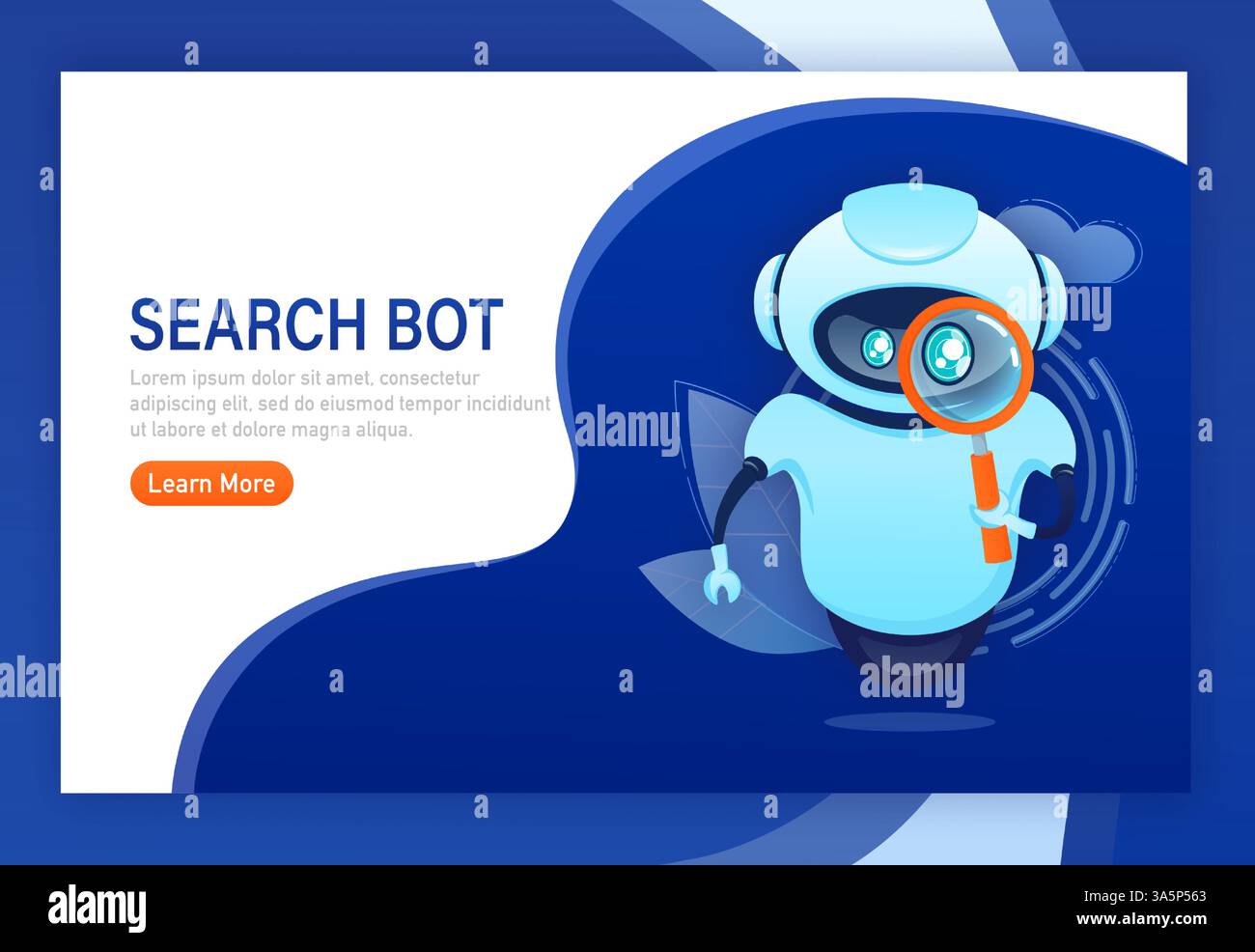 Search bot in cartoon style. Artificial intelligence. Isometric vector ...