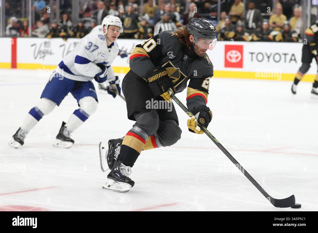 Vegas Golden Knights left wing Brandon Saad (20) skates past Tampa Bay ...