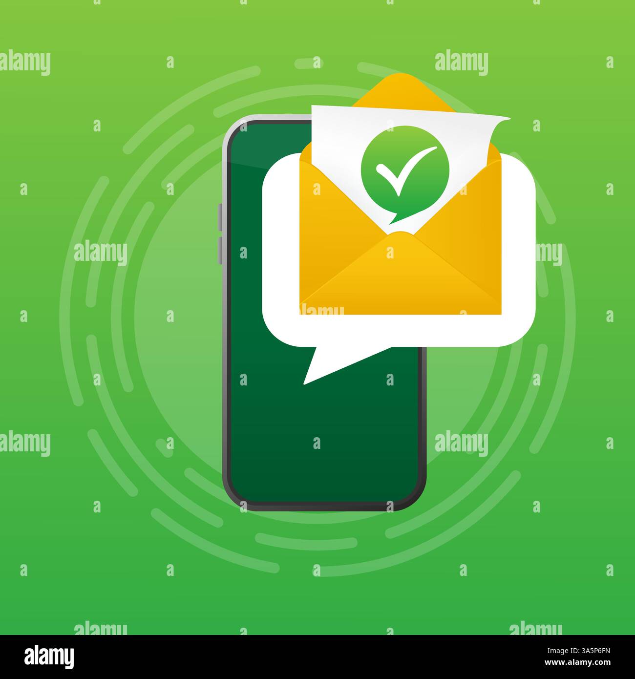 Modern illustration with approved letter smartphone. Web design, mobile ...