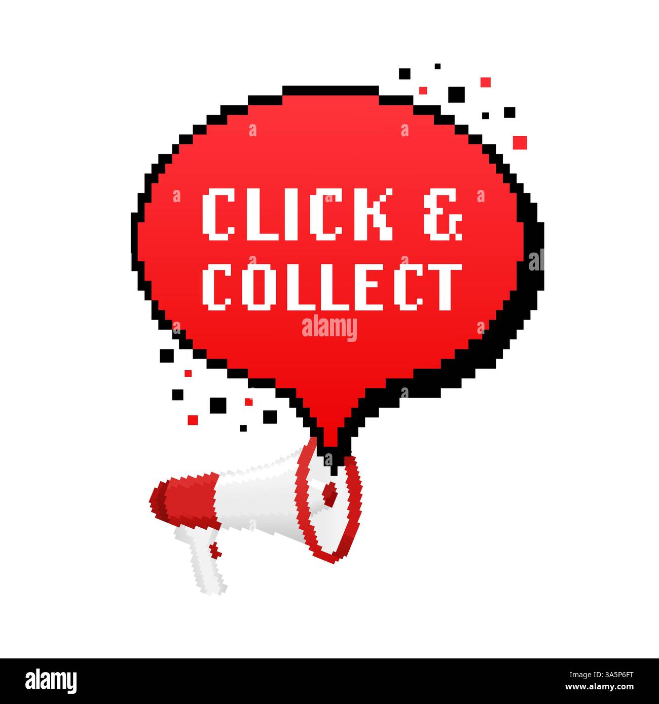 Click and collect megaphone in pixel style. Web banner. Vector ...