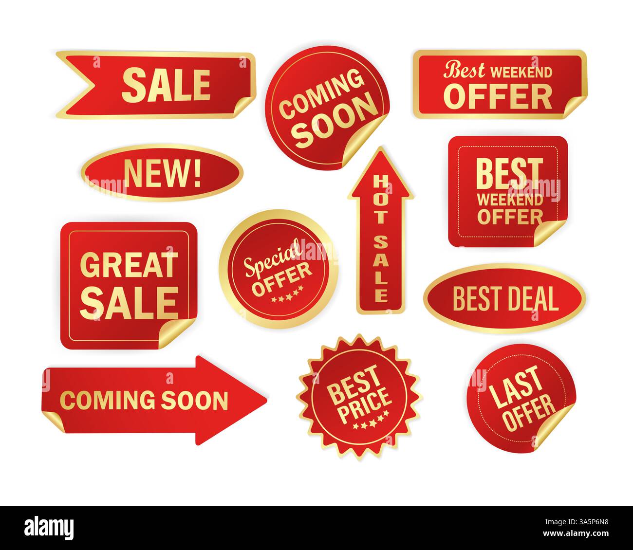 Modern red special sale, best and special offer and special discount stickers, great design for ...
