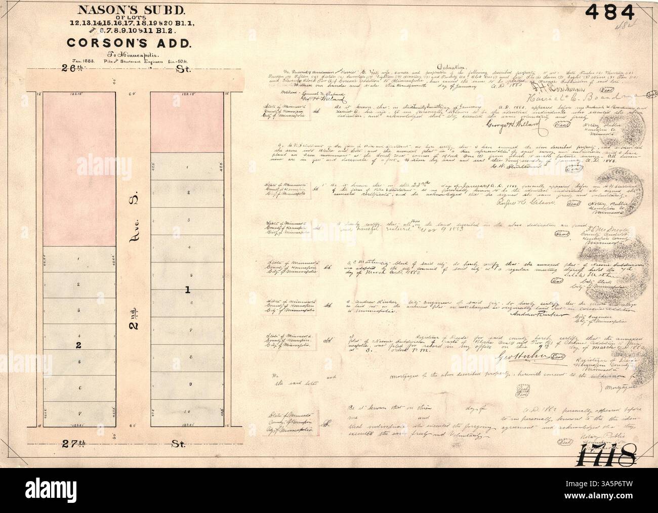 This map shows nasons subdivision of multiple lots in corsons hi-res ...