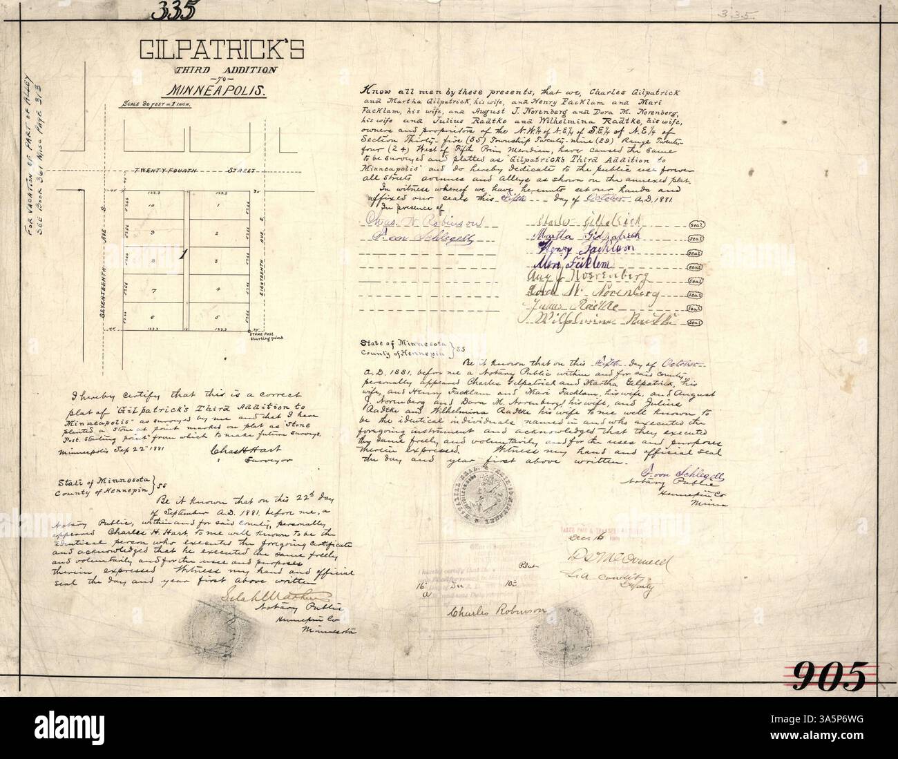 This map depicts Gilpatrick's Third Addition to Minneapolis, showcasing ...