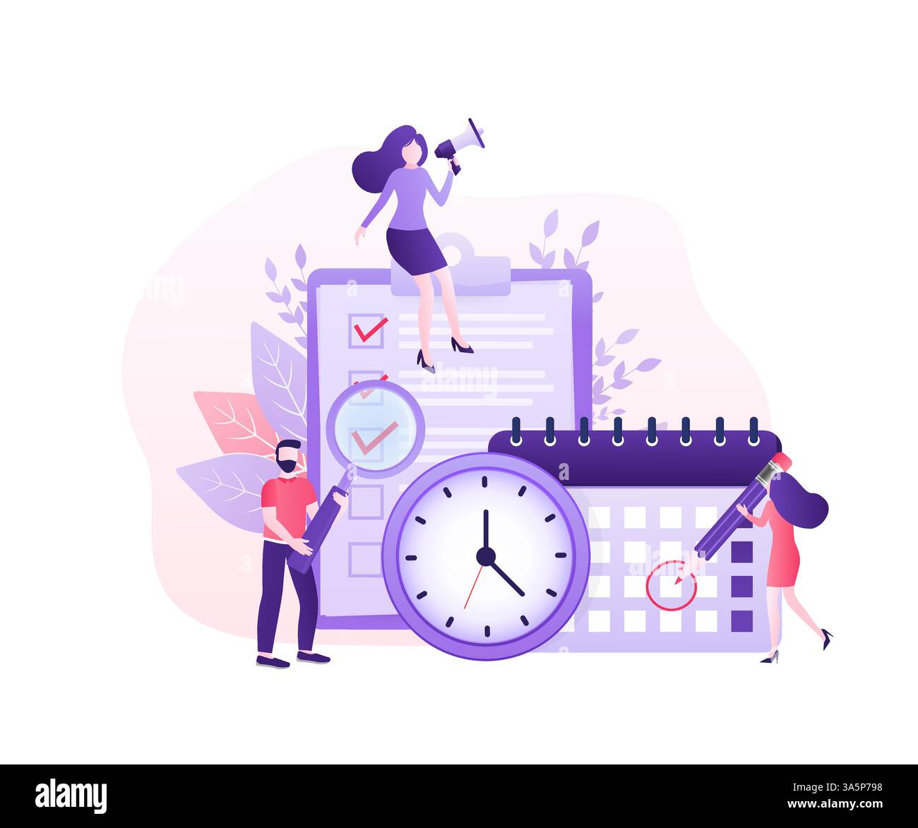 Flat time management for report design. Isometric vector illustration ...