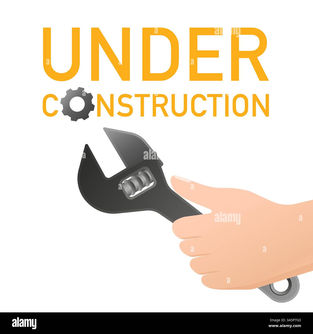 Site is under construction with key and hand for banner design. Under construction concept in ...