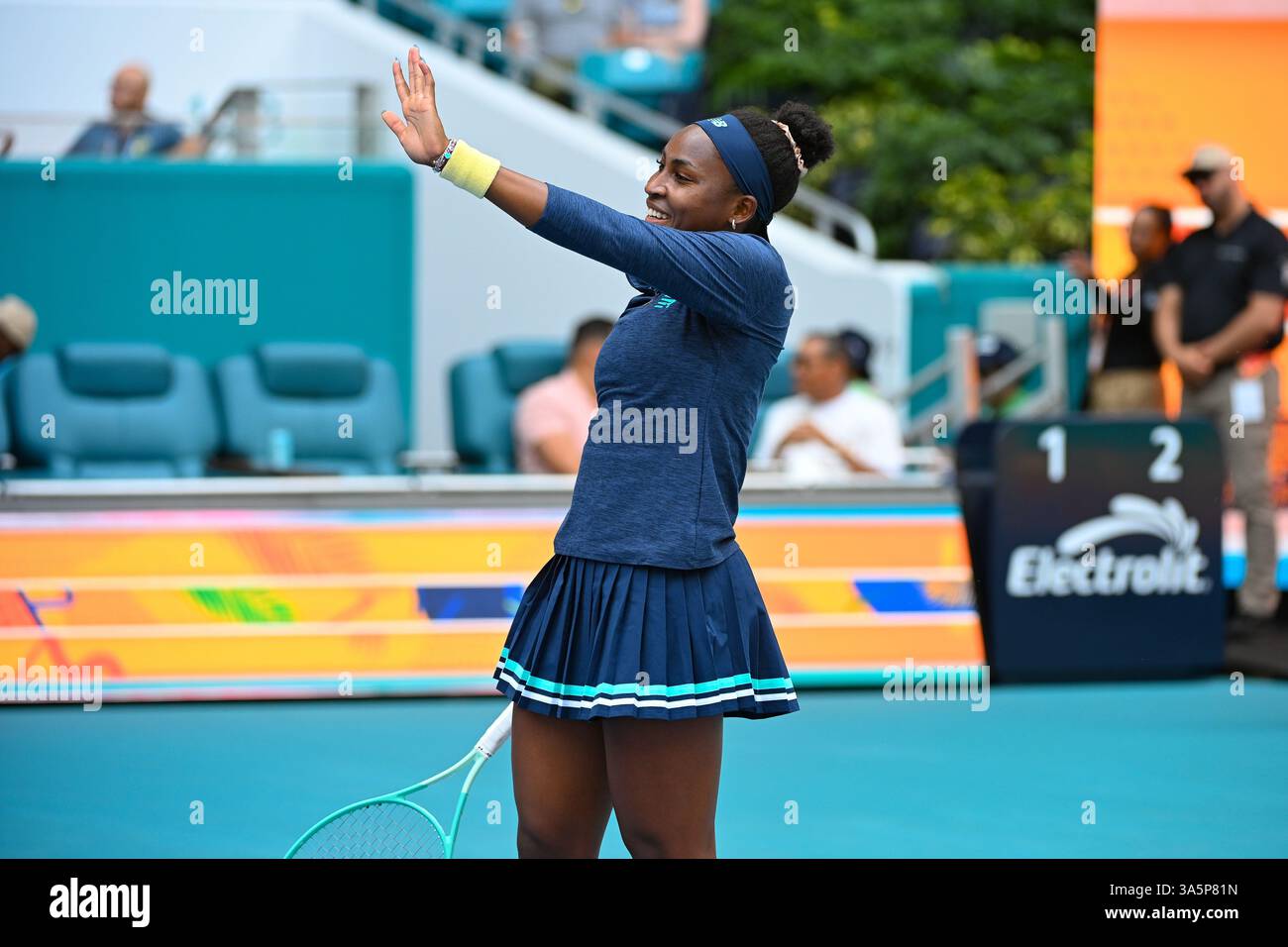 Mar 22, 2025; Miami Gardens, FL, USA; Coco Gauff of the United States ...