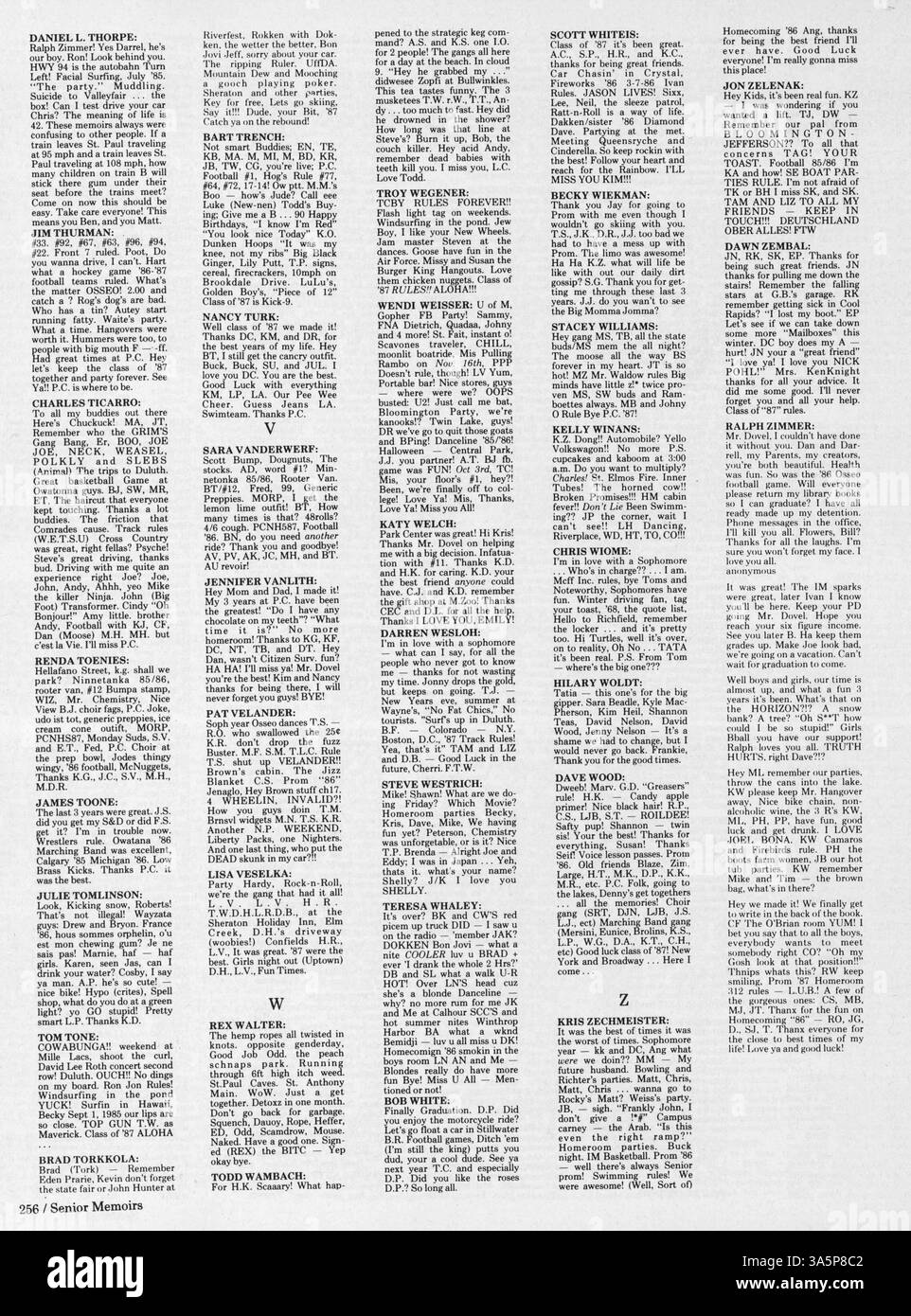 This 1987 yearbook from Park Center High School documents the major ...