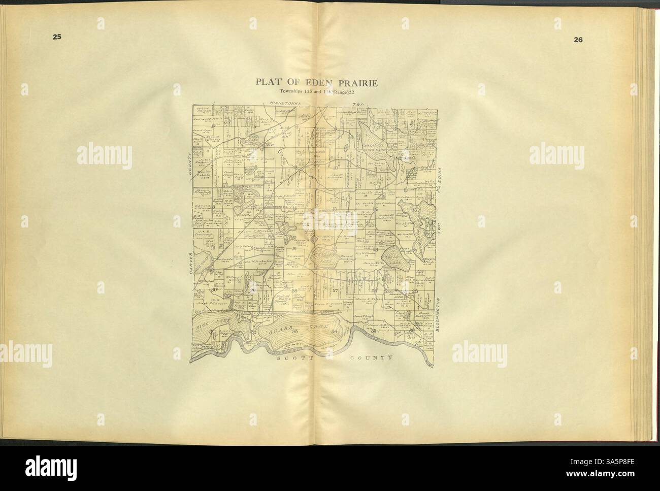 The atlas provides a detailed set of surveys and plats of Hennepin ...