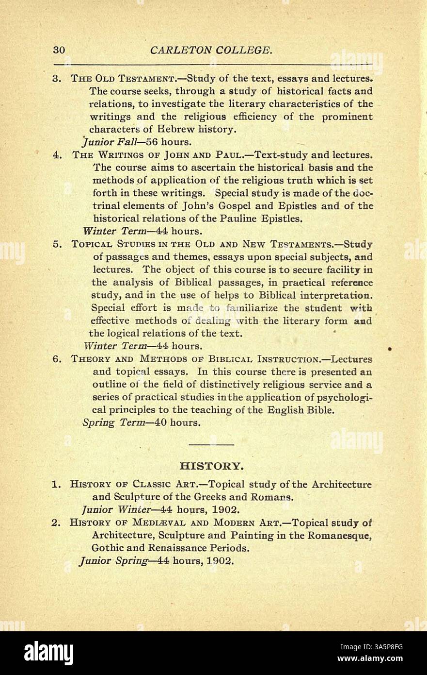 The 1899 1900 carleton college catalog contains information on academic programs hi-res stock ...