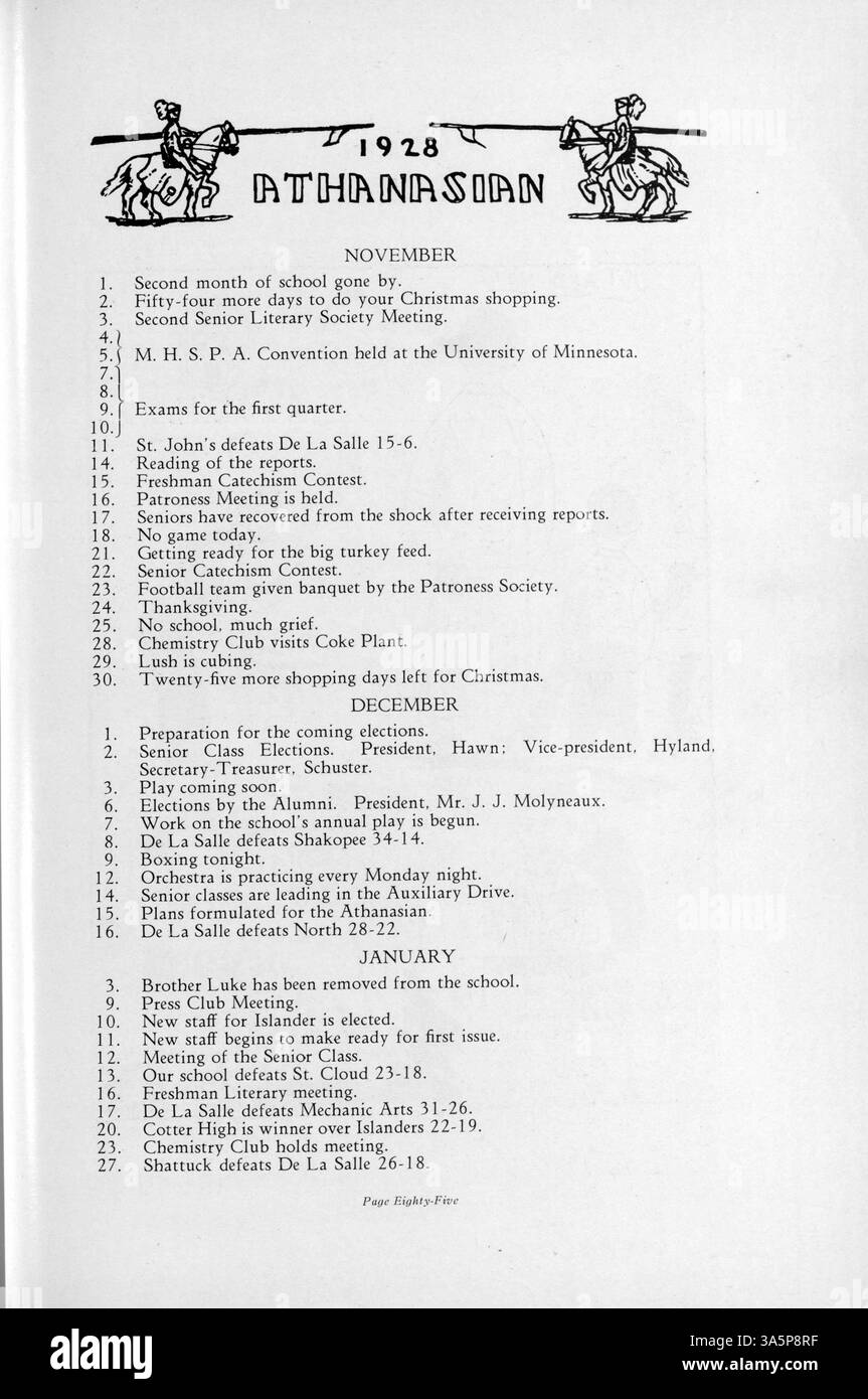 The 1928 'Athanasian' yearbook highlights the key events of the 1927 ...