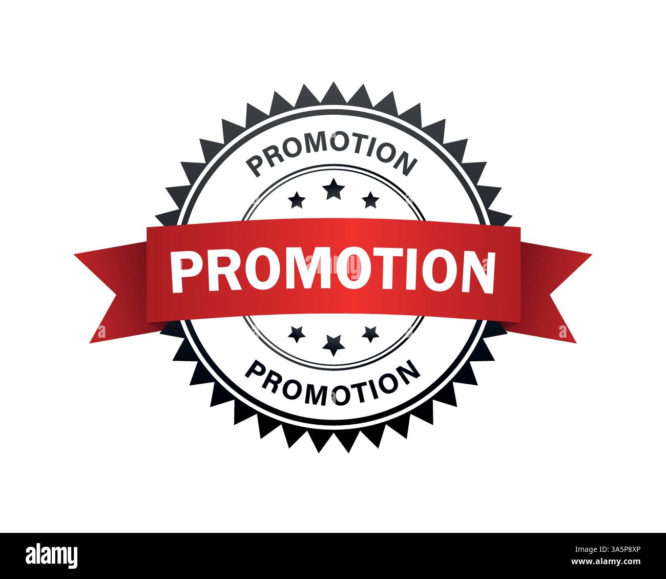 Promotion label. Promotion black-red stamp with band. Vector ...
