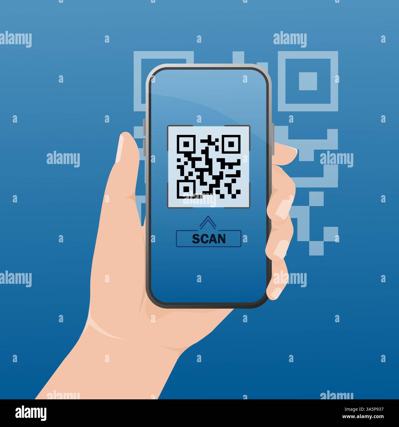 Scanning in flat style on white background. Flat vector infographic ...