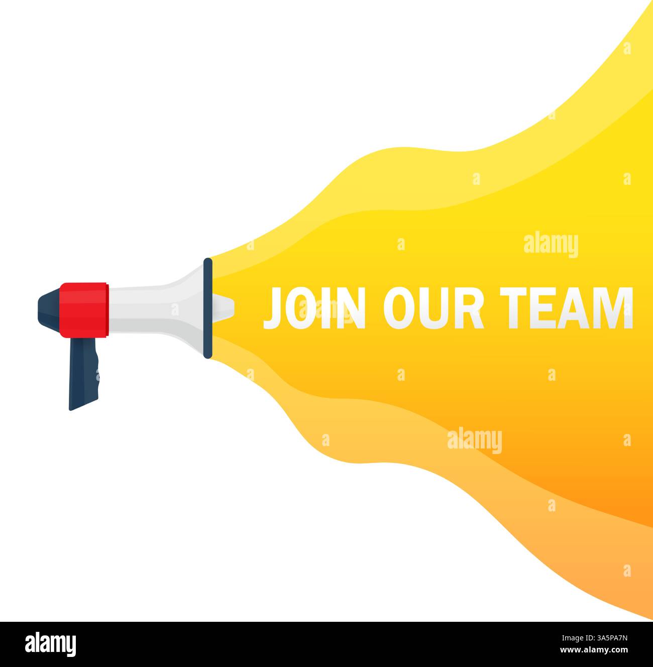 Join our team concept. Badge with megaphone icon. Flat vector ...