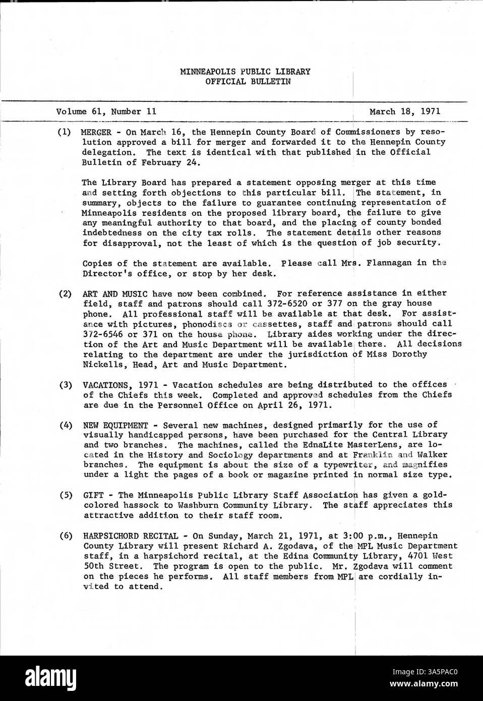 The 1971 Minneapolis Public Library Official Bulletin shares important ...