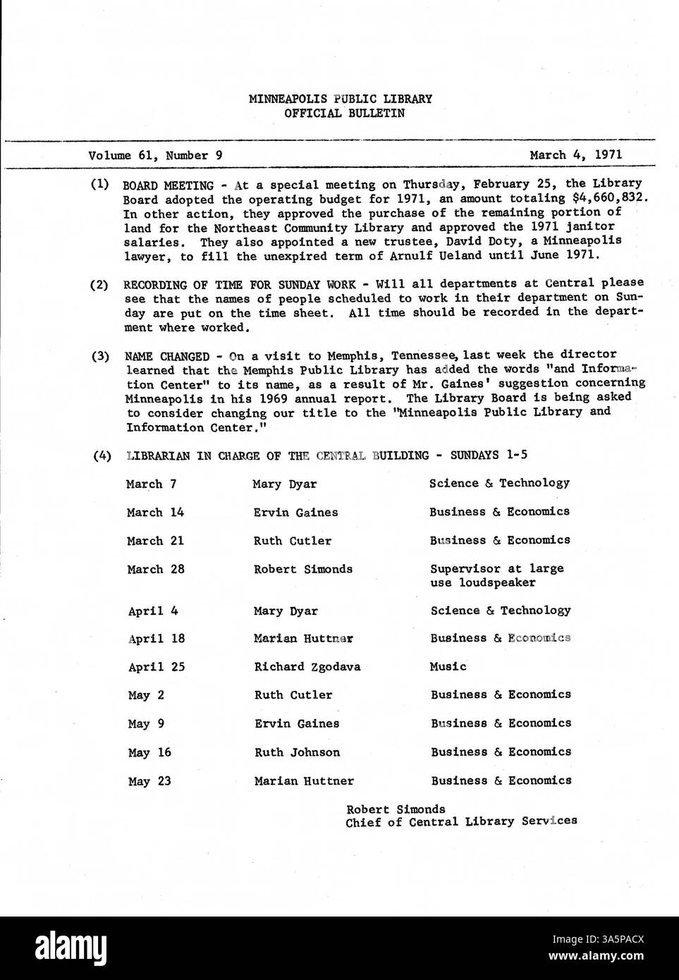 This 1971 edition of the Minneapolis Public Library Official Bulletin ...