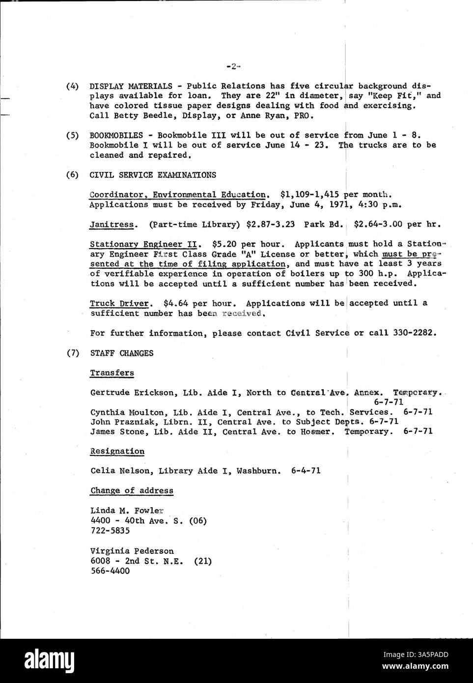 The Minneapolis Public Library Official Bulletin of 1971 provides staff ...