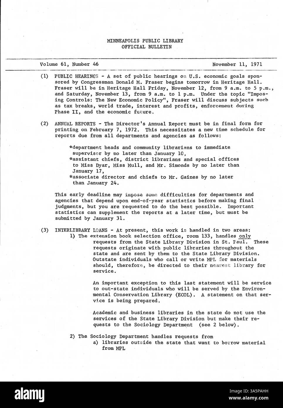 This 1971 Minneapolis Public Library Official Bulletin includes staff ...