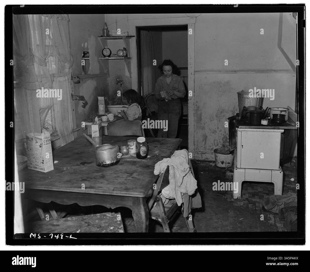 The kitchen in the home of Charles B. Lewis, a miner working at Union ...