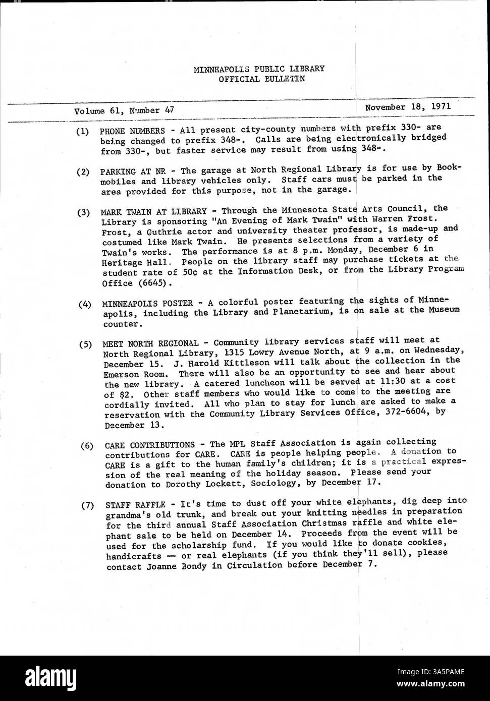 This 1971 edition of the Minneapolis Public Library Official Bulletin ...