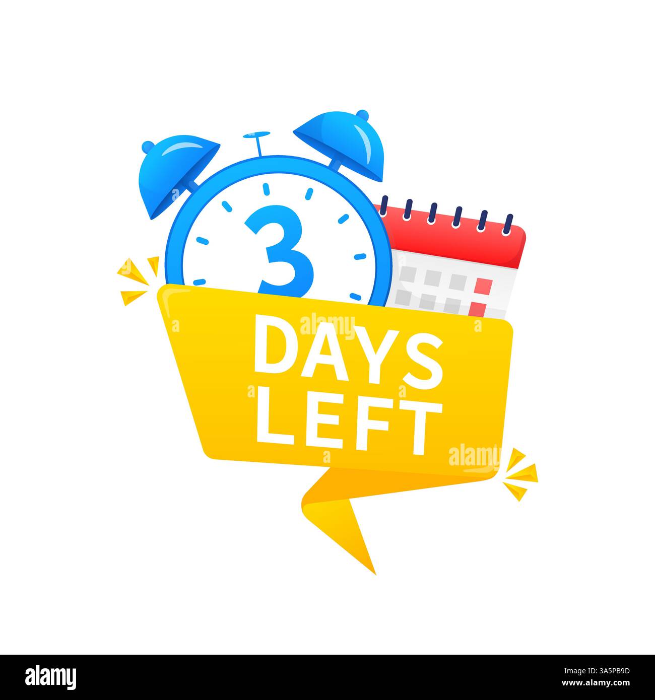 3 days left. Timer with calendar icon on a white background. Vector stock illustration Stock ...